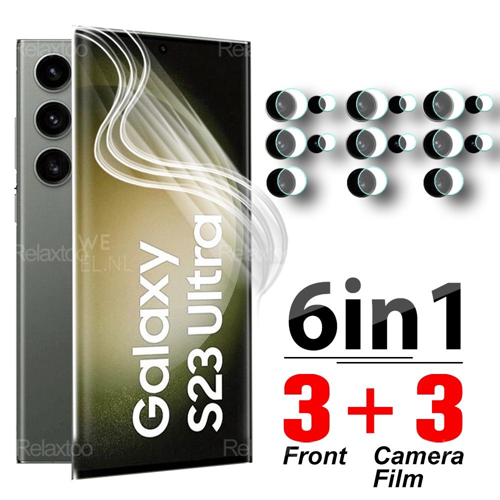 Película Hidrogel Frontal 6 Em 1 Para Samsung Galaxy S23 S22 S21 S20 Ultra 5G Lente De Câmera ...