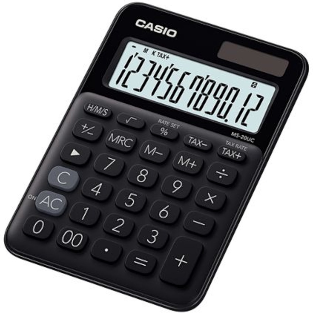 Calculadora De Mesa 12 Dígitos Com Cálculo De Horas E Big Display Ms-20uc-bk-n-dc Preta | Shopee ...