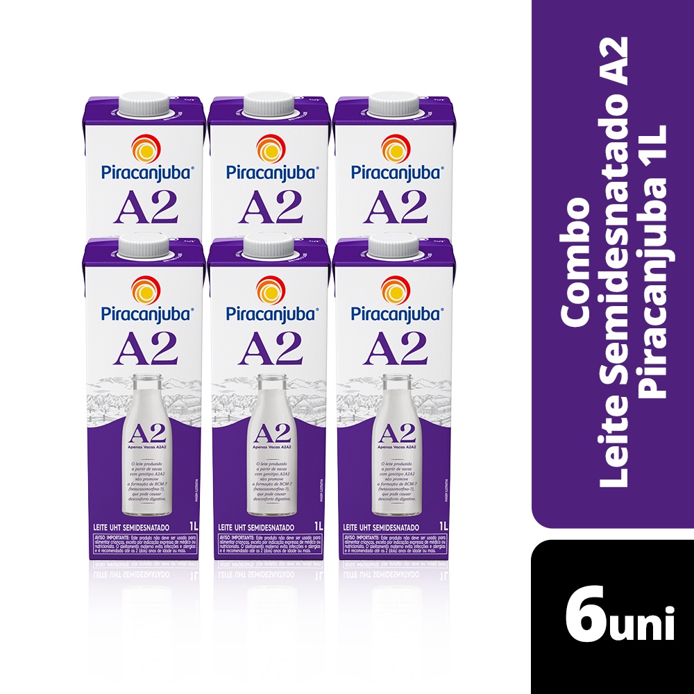 Leite Semidesnatado Tipo A2 Piracanjuba 1L 6 Unidades | Shopee Brasil