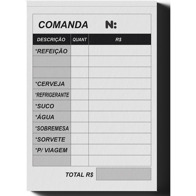 Comanda de Restaurante Talão de Pedido Bloco Recibo A4 - 002 | Shopee ...