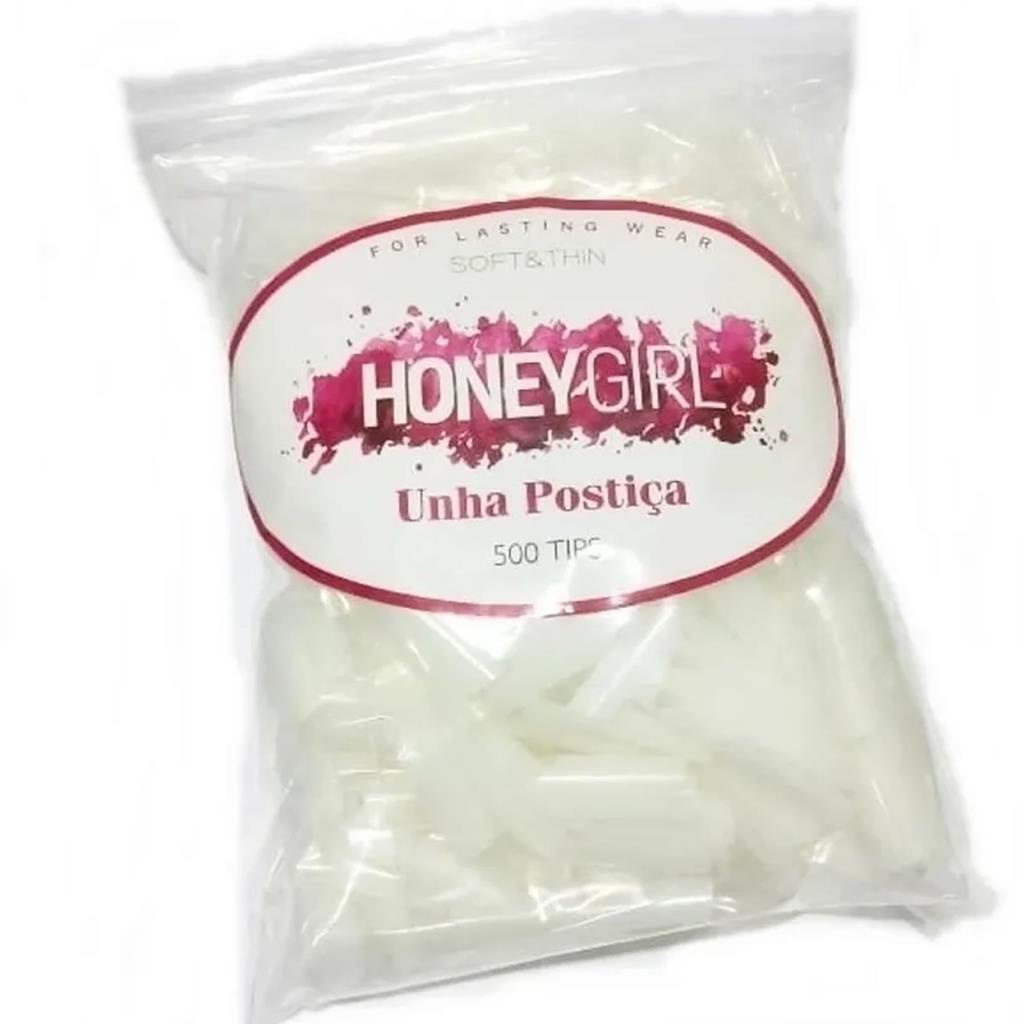 Unhas Tips Acrigel Porcelana Honey Girl Quadradas Brancas Kit Pacote ...
