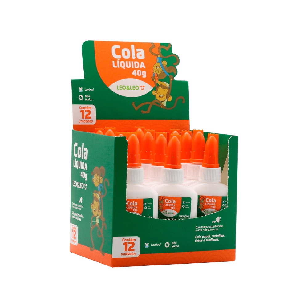 Cola Branca Escolar Liquida 40g Leo e Leo Caixa com 12 Unidades ...