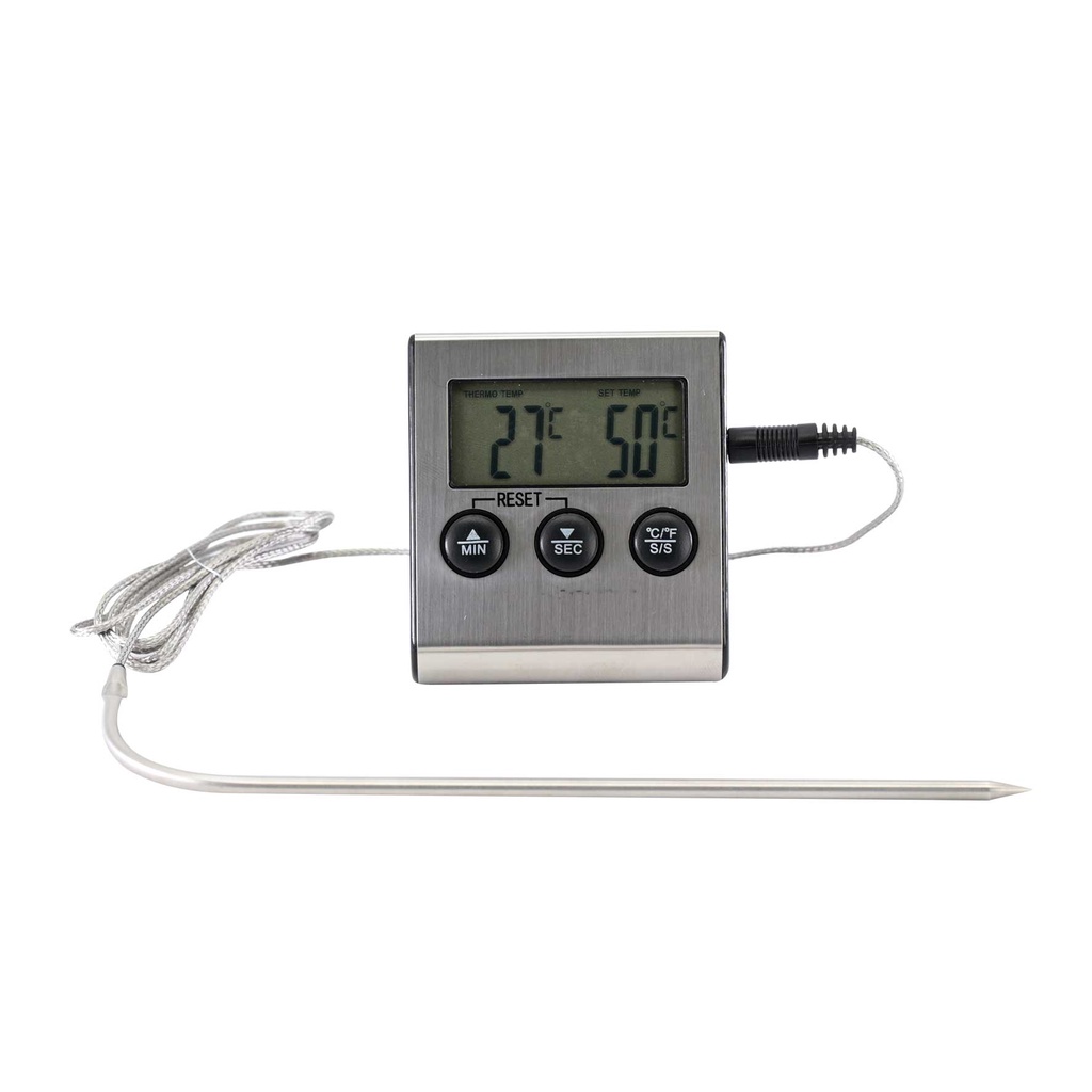 Termômetro Culinário Digital com Sonda e Temporizador Timer | Shopee Brasil