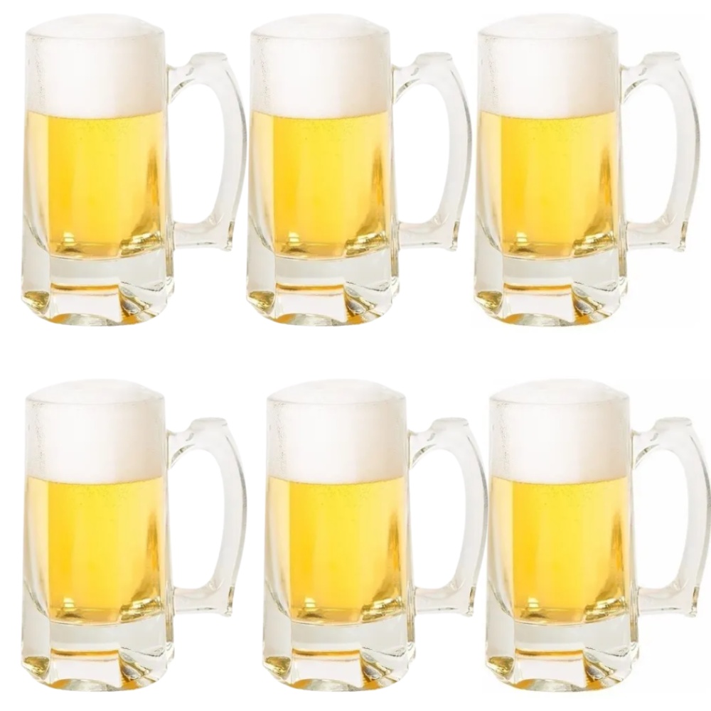 KIt 6 Canecas Vidro Chopp Rock 360ml Zero Grau | Shopee Brasil