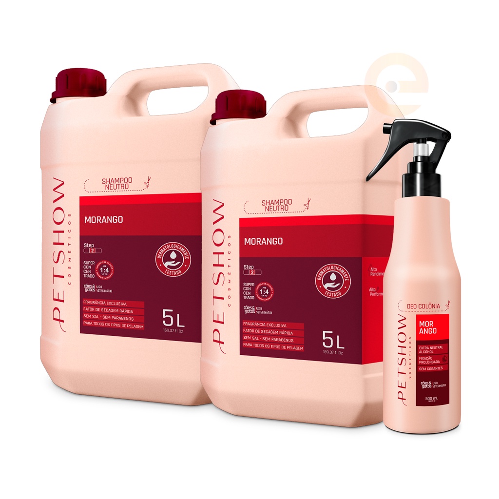 Shampoo Morango + Colonia Morango Pet Show - Escorrega o Preço