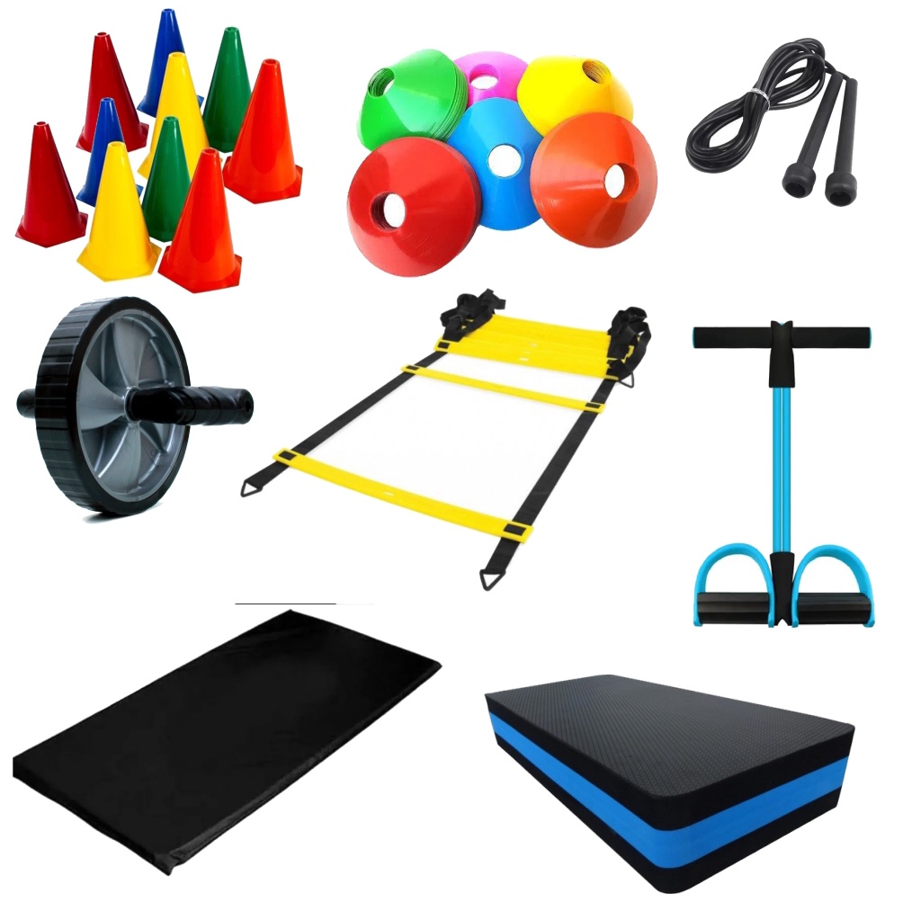 Kit Funcional/Treino Em Casa C/ 16 Ítens - Escada + Roda + Cone+ Prato ...