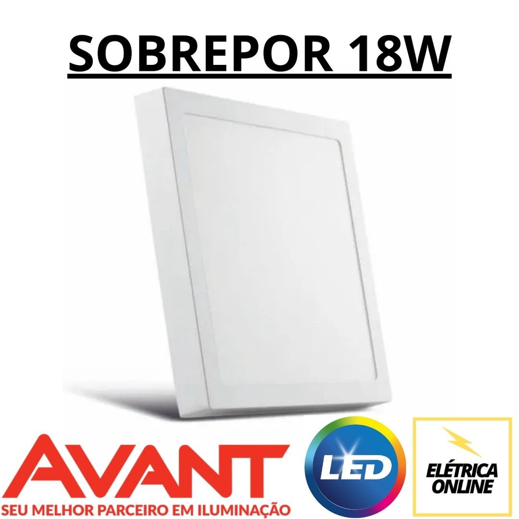 Plafon LED Painel 18w Sobrepor Quadrado 6500K Branco Frio - AVANT | Shopee Brasil