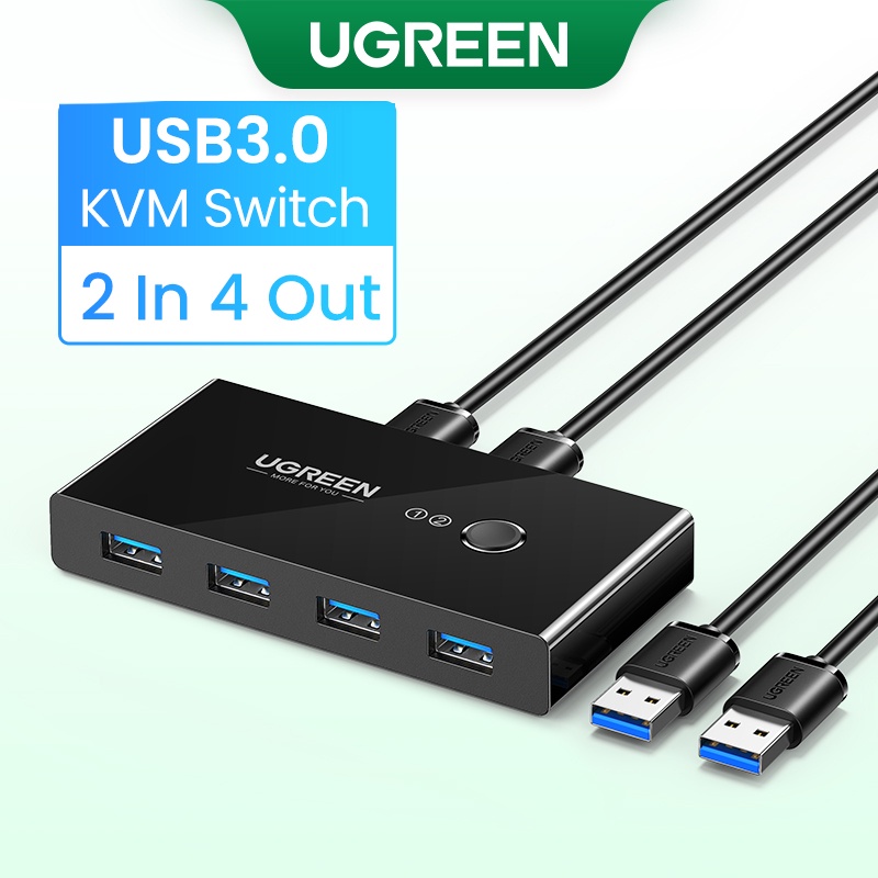 UGREEN USB KVM Switch 3.0 Para Windows10 2 PCs Compartilhamento De 4 Dispositivos Rato Teclado ...