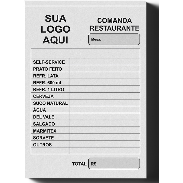 Comanda de Restaurante Talão de Pedido Bloco Recibo A5 - 001 | Shopee ...