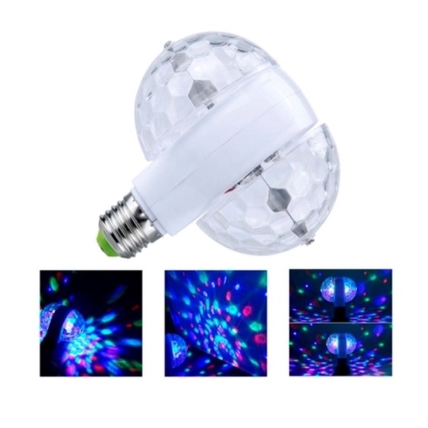 Lâmpada Dupla Giratória Maluca Colorida Com Luz Led RGB Jogo Balada ...
