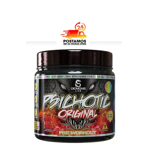 Pré Treino Psichotic original 150g - Rende 30 doses - Demons Lab - 400mg de Cafeína - 2000mg de ...