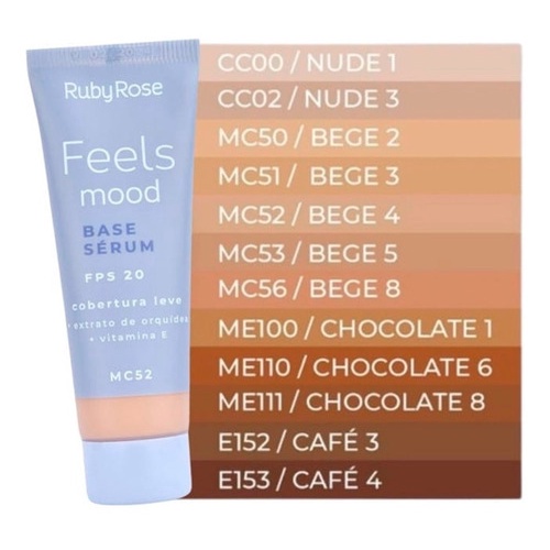 Base Sérum Feels Mood Ruby Rose 20 Grupo 2 - Cores a Escolha | Shopee Brasil