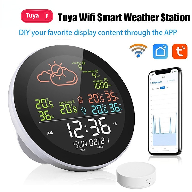 Tuya Smart Alarm Clock WIFI Estação Meteorológica Digital De ...