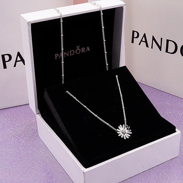 Colar pandora Simples Chique 925 Prata Pavimento Margarida Flor Para ...