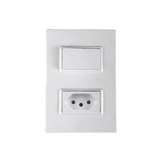 Conjunto Vivaz 1 interruptor simples 1 tomada 2P+T 10A 250V Ilumi 78200 ...