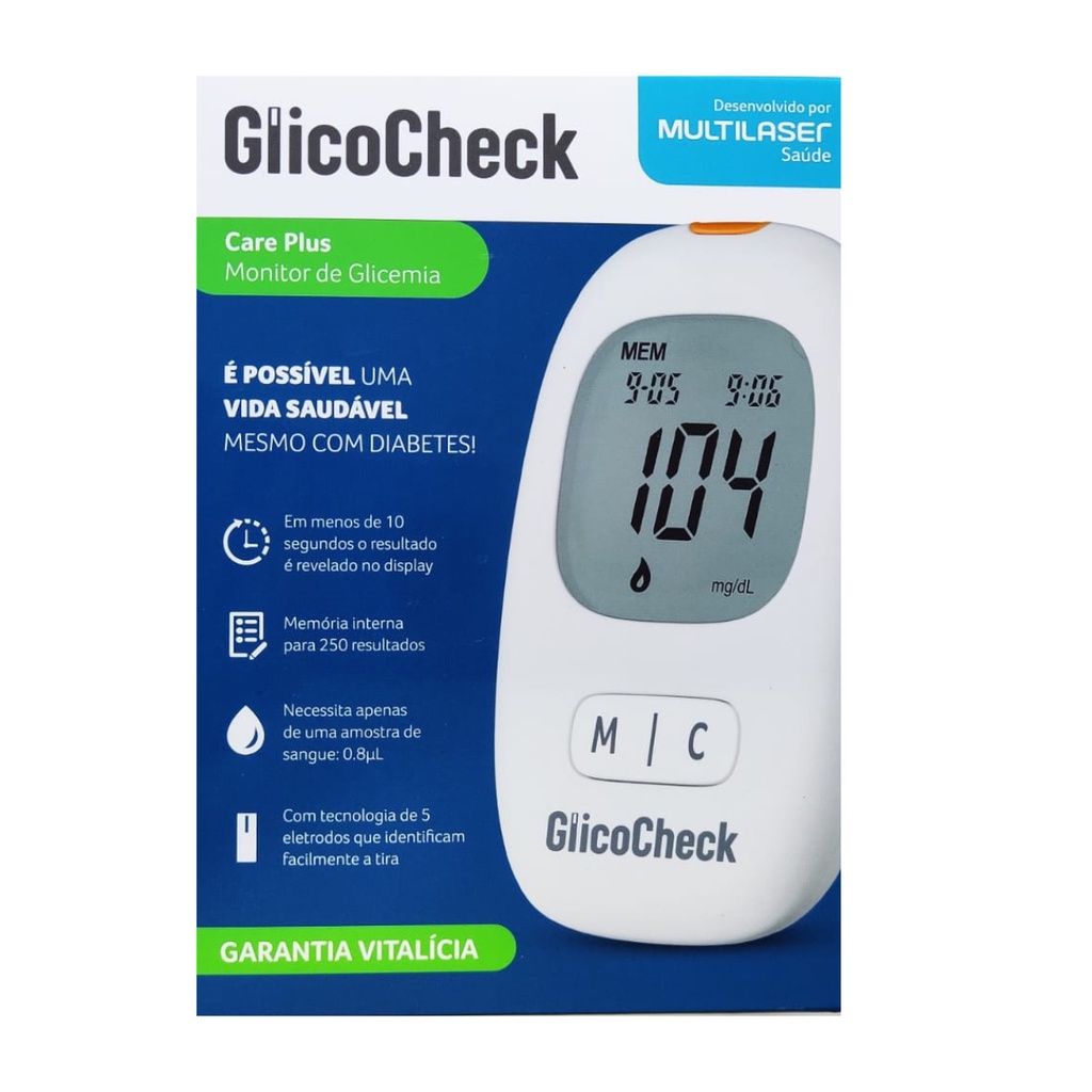 Monitor de Glicemia GlicoCheck Multilaser HC487 | Shopee Brasil