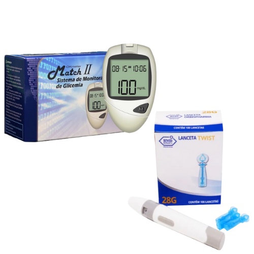 Kit Aparelho Glicemia Match Ii Ok Meter + Caneta + Lancetas | Shopee Brasil