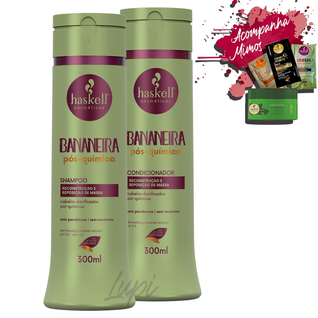 Kit Haskell Bananeira Shampoo Condicionador 300ml | Shopee Brasil