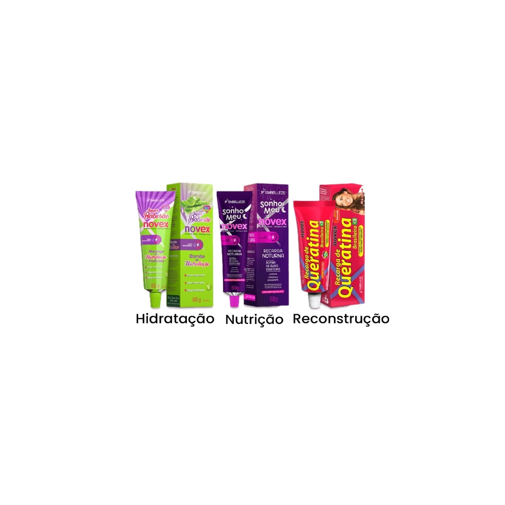 Kit com 3 Recarga da Novex Cronograma Capilar 80g | Shopee Brasil