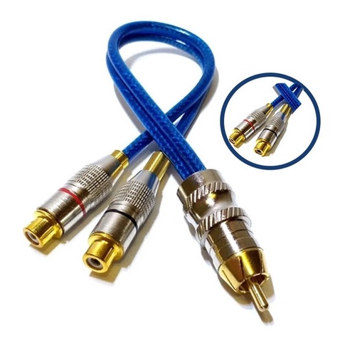 Cabo Y Rca 2 Femeas E 1 Macho Azul Blindado Tech One 5mm | Shopee Brasil