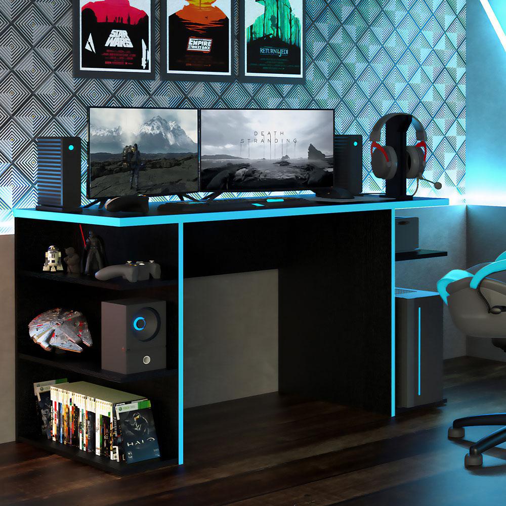 Mesa Computador Gamer Madesa 9409 - Preto/Azul | Shopee Brasil