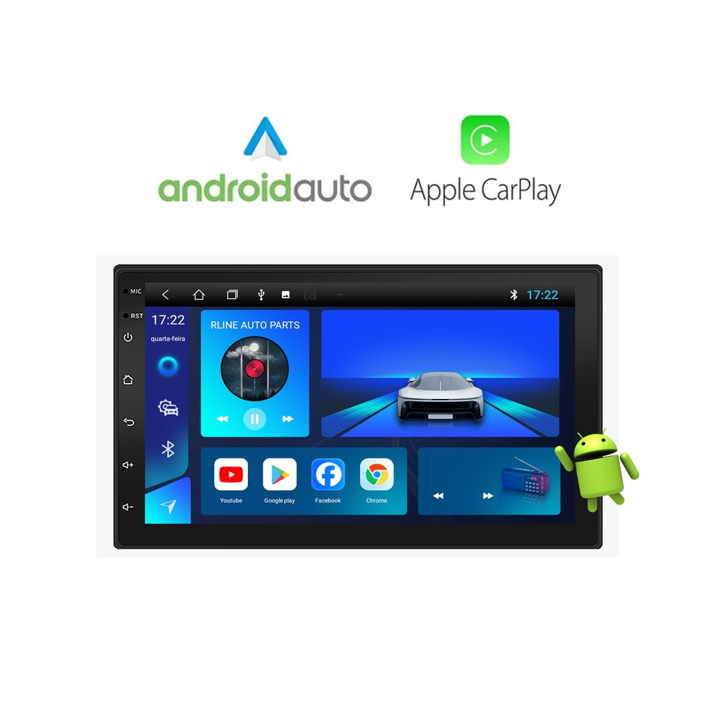 Central Multimidia 2 Din Mp5 Universal 7 Polegadas Android 12 Wifi GPS Android Auto Apple ...