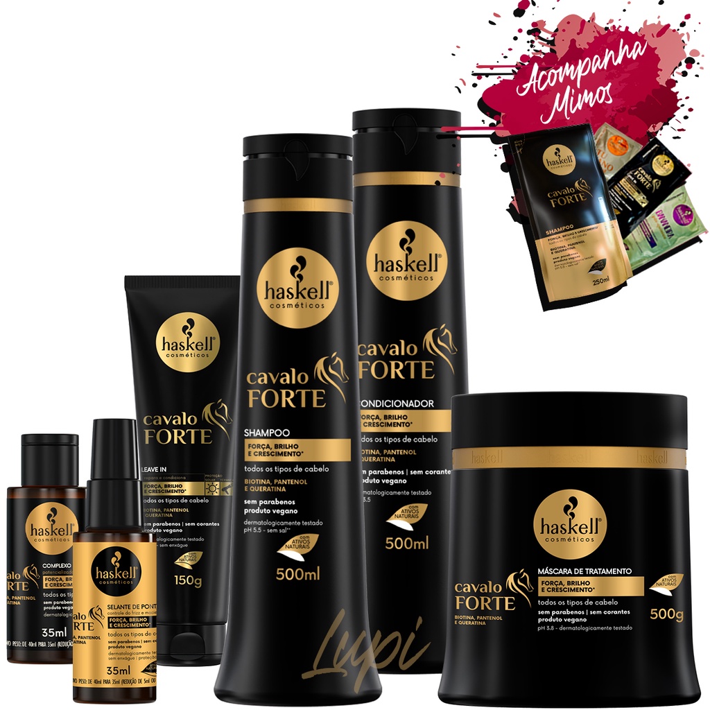 Kit Haskell Cavalo Forte Sh Cond 500ml Masc 500g Completo | Shopee Brasil