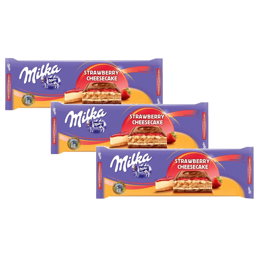 kit 3 Chocolate Milka Cheesecake Morango 300g | Shopee Brasil