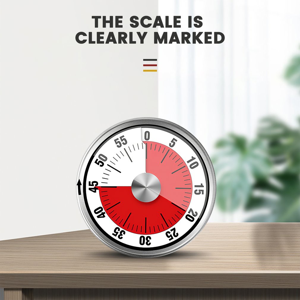 Kitchen Timer Countdown Stainless Steel Mechanical 60-Minutes Visual ...