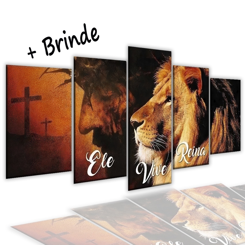 Quadro De Parede Decorativo Leao Juda Ele Vive Reina N Jesus Cristo ...