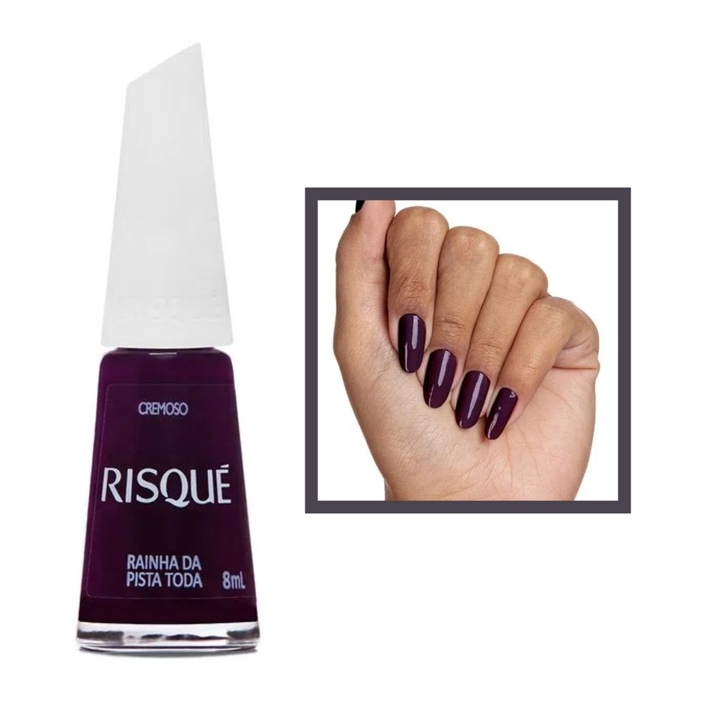 Esmalte Risque Rainha da Pista Toda Vinho Cremoso 8ml | Shopee Brasil