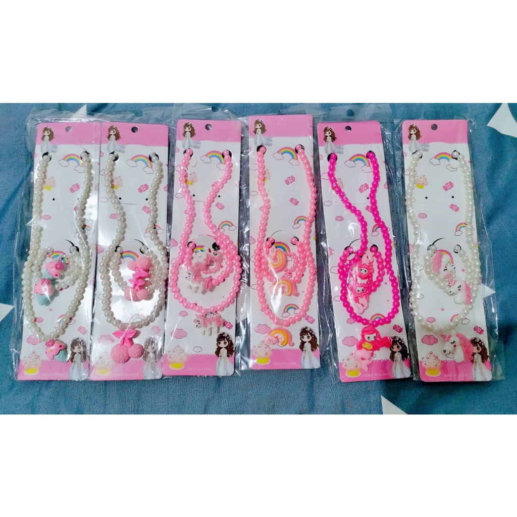 Kit de conjunto Colar infantil pacote contem colar e Pulseira e Anel de ...