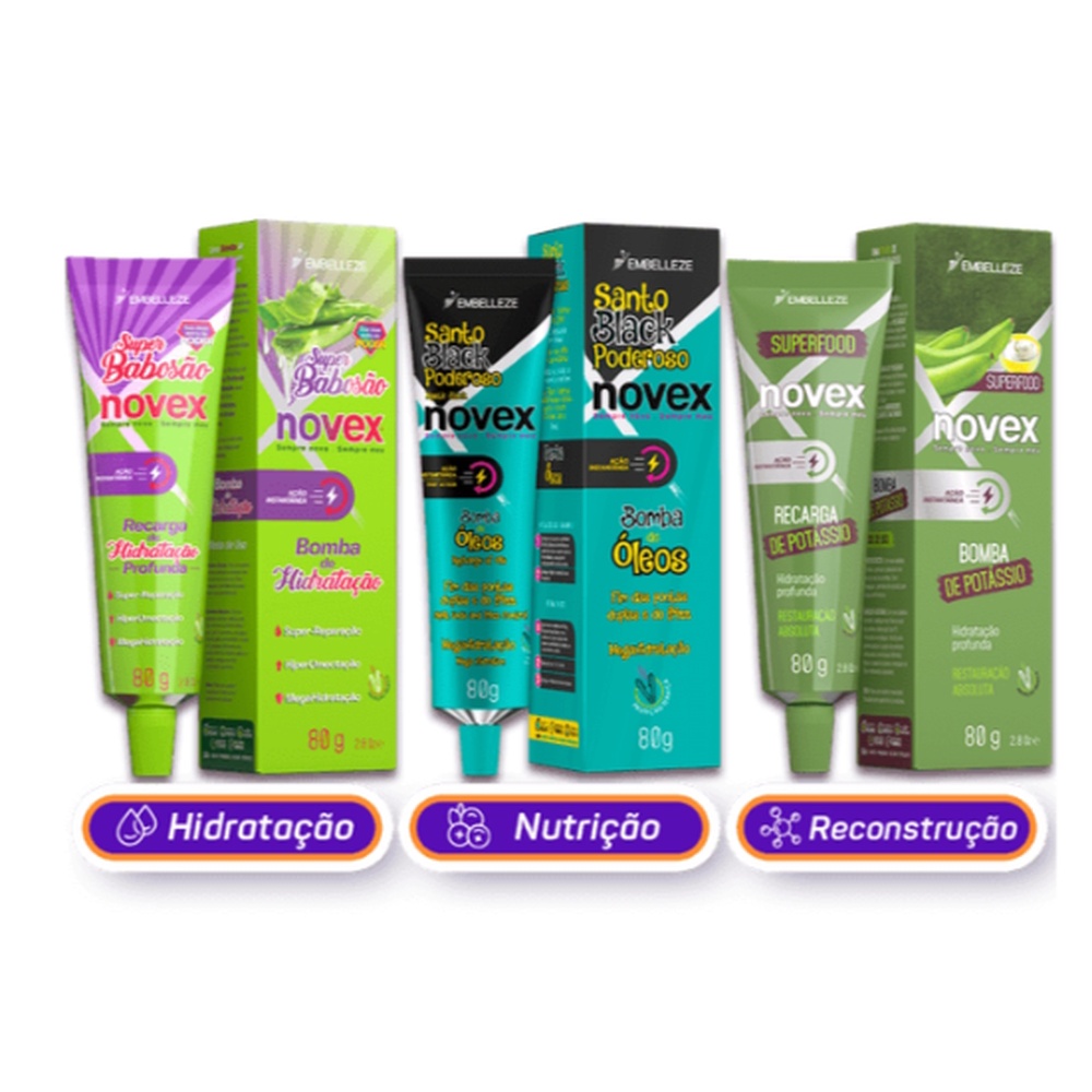 KIT NOVEX RECARGA CRONOGRAMA CAPILAR CACHOS | Shopee Brasil