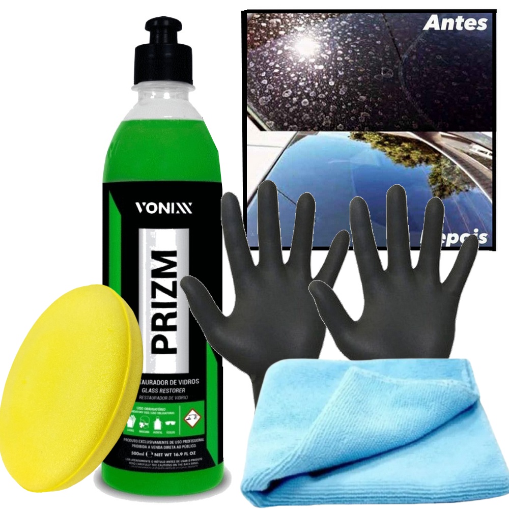 Kit PRIZM Restaurador de Vidros 500ml Vonixx + Aplicador + Pano + Luva ...