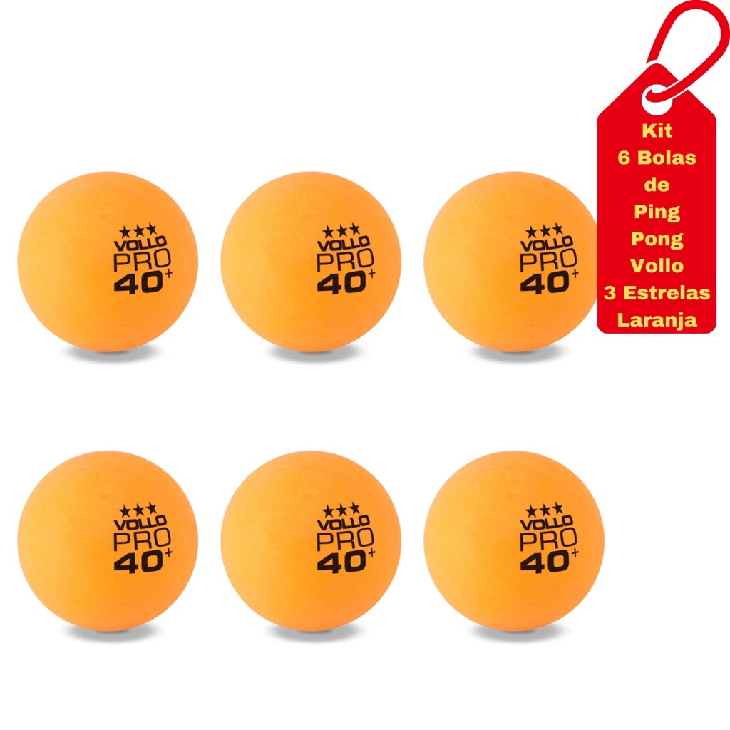 Bola de Ping Pong Tenis de Mesa Kit C/6 Bolas 3 Estrelas Vollo | Shopee Brasil