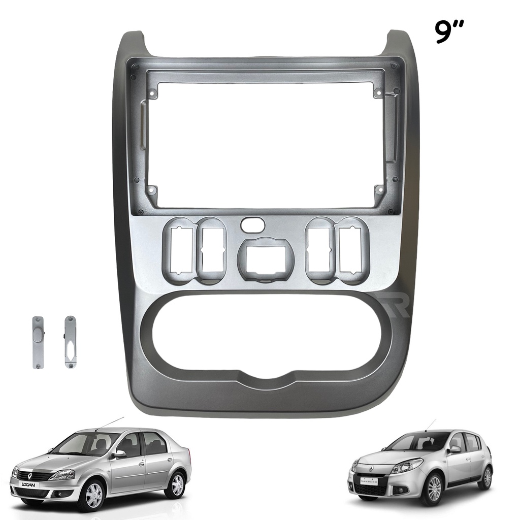 Moldura Painel DVD 2 Din MP5 Central Multimidia 9 Polegadas Renault Logan Sandero | Shopee Brasil