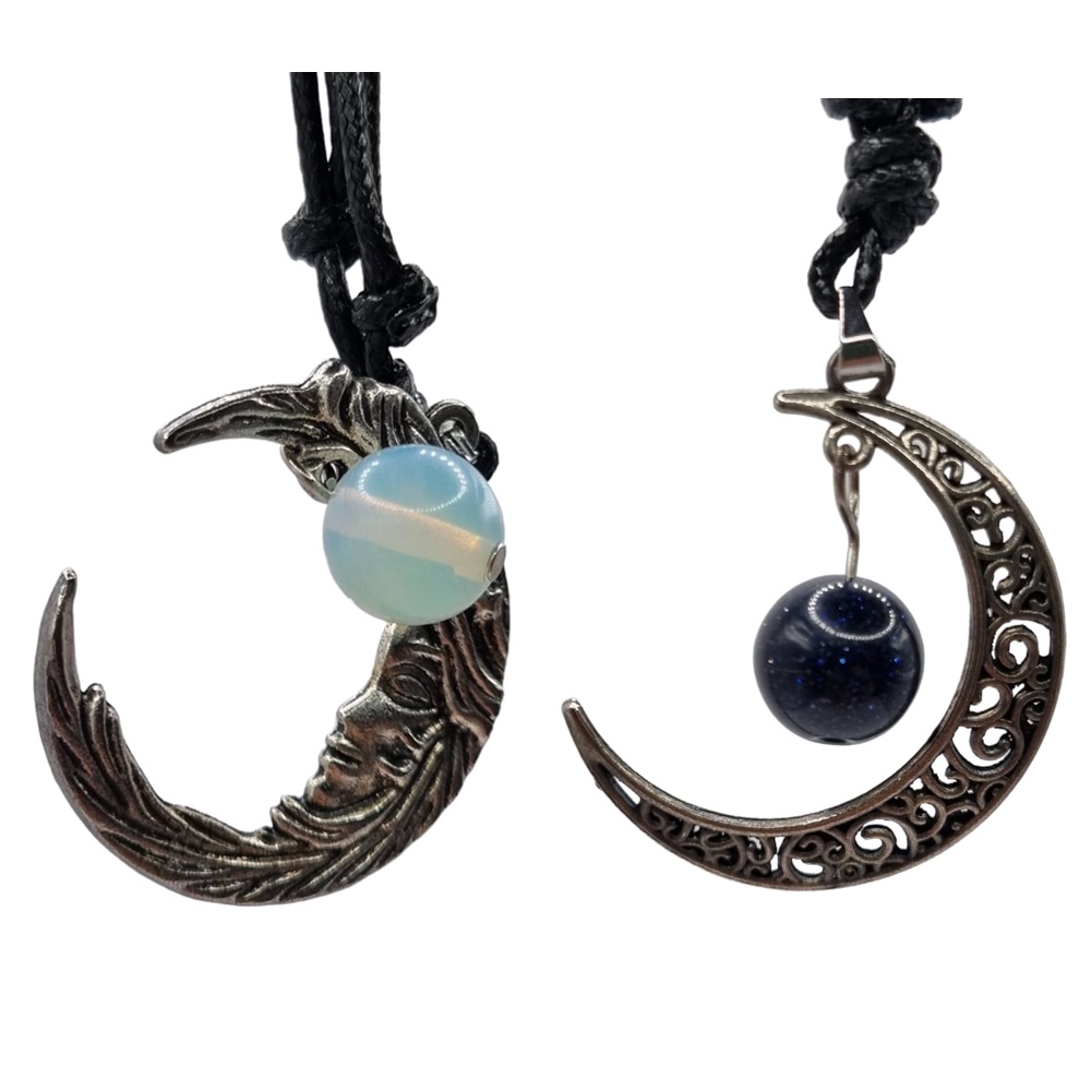 Colar Lua com Pedra Natural - Unissex | Shopee Brasil