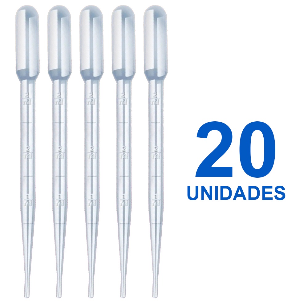 Kit 20 Pipeta de Pasteur 3ML plastica graduada Conta Gotas | Shopee Brasil