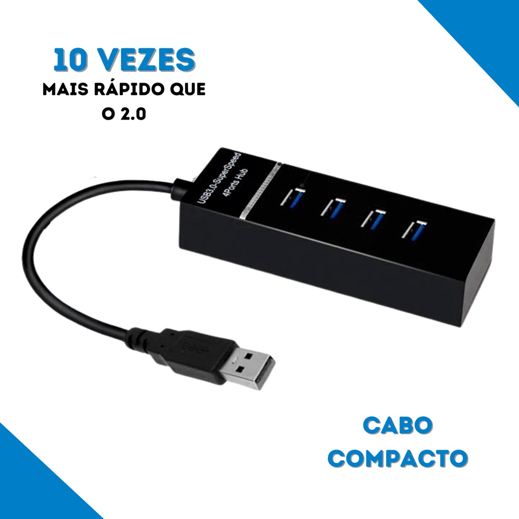 Hub USB 3.0 Cabo Extensor Notebook 4 portas Alta Velocidade | Shopee Brasil
