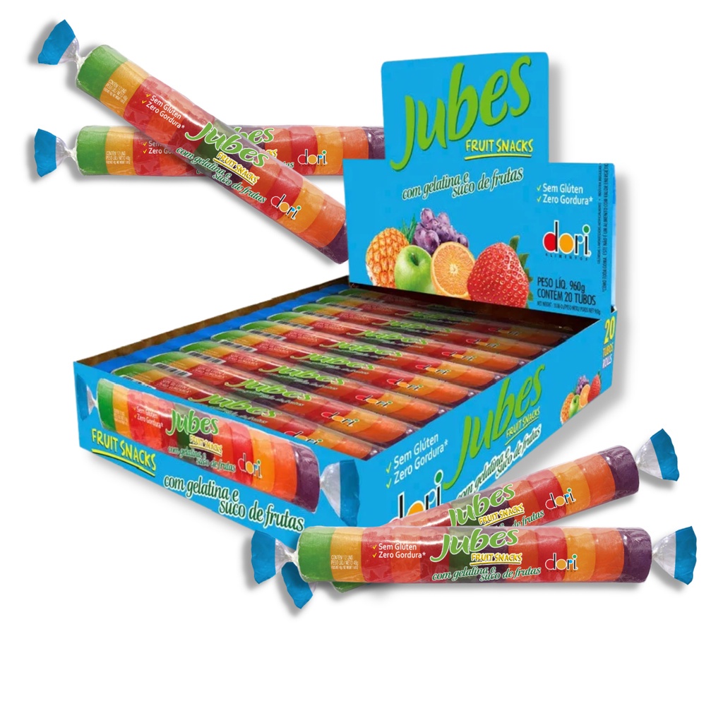 Jubes Fruit Snacks Tropical Tubo de 960g com 20 unidades - DORI ...