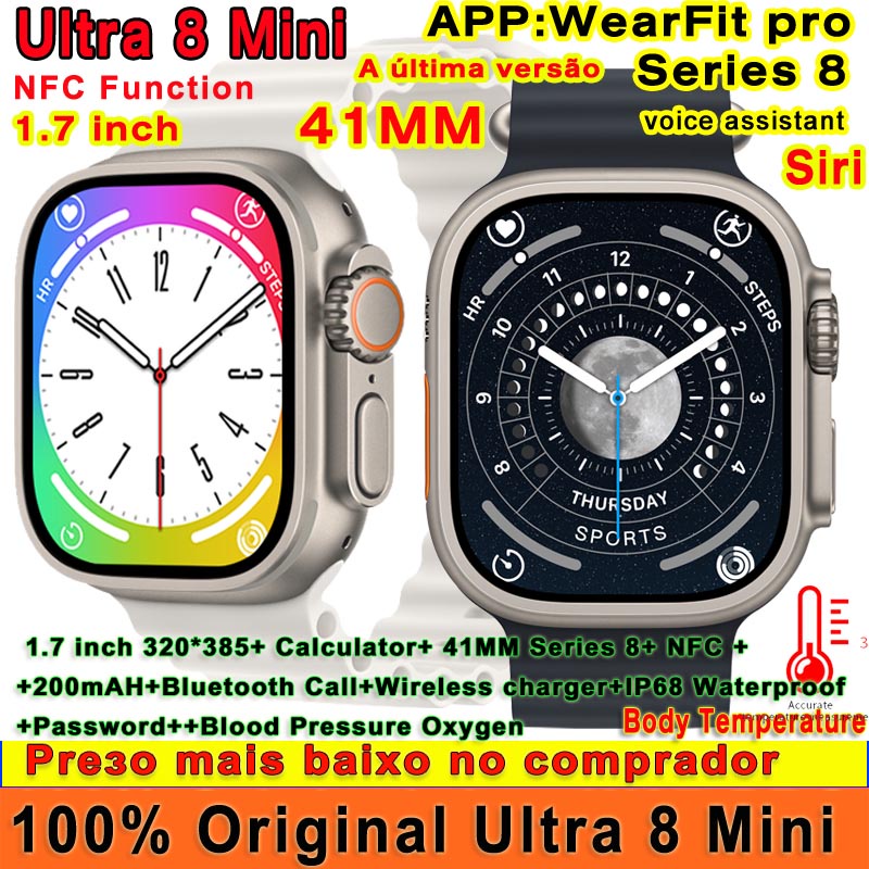 Smartwatch Relógio Inteligente Original Ultra 8 mini 1,7 Polegadas ...