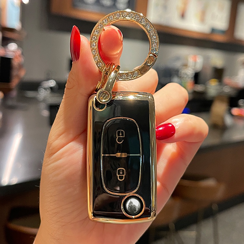 Chave Dobrável Flip 2 Botões Capa Da De Carro TPU Para Citroen C2 C3 C4 ...