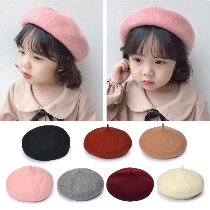 zzz Boina Para Bebês Meninas , Gorro Vintage De Cor Sólida Crianças De ...