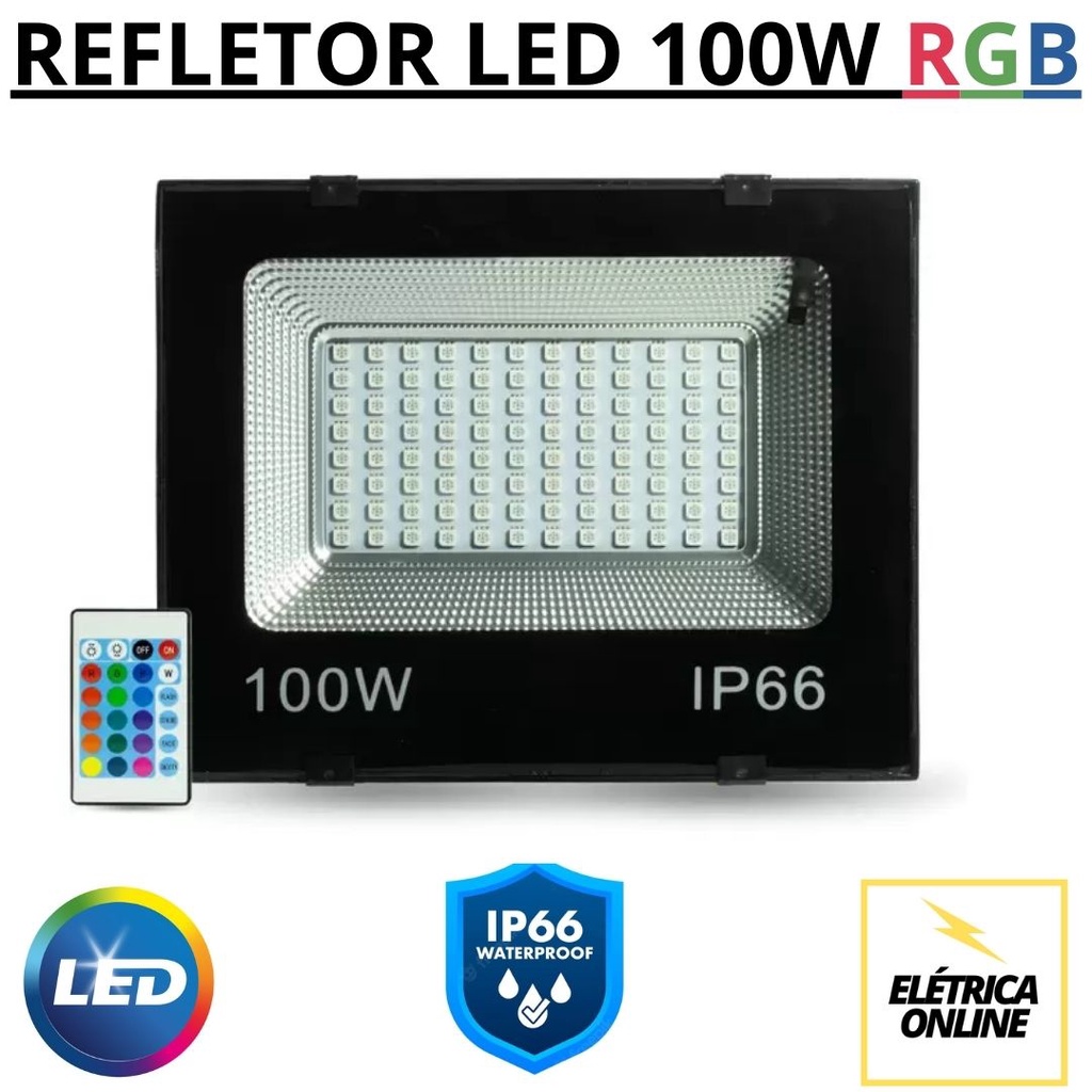 REFLETOR LED 100W IP66 AAATOP RGB | Shopee Brasil