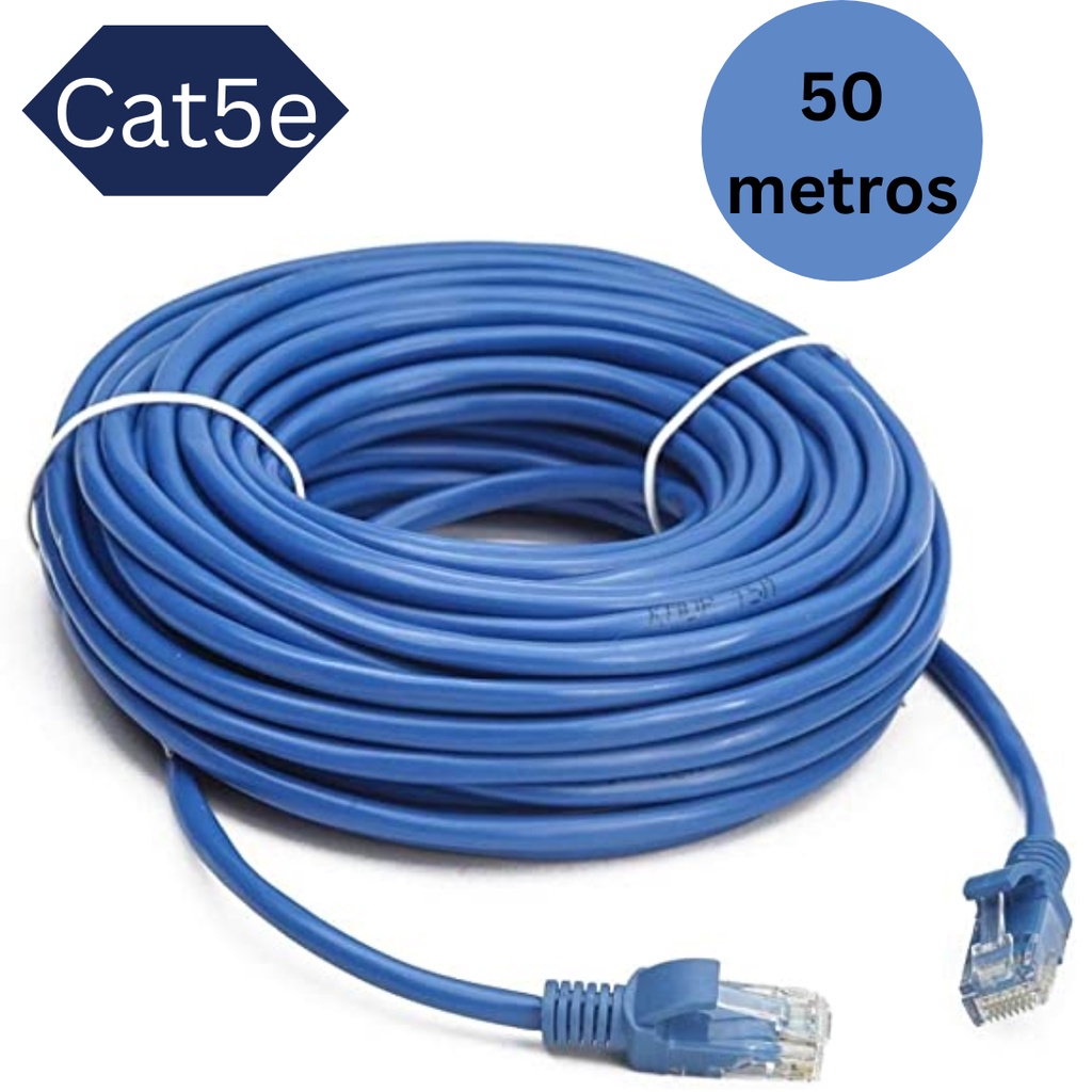 Cabo de Rede LAN Ethernet RJ45 50 Metros Montado - Faz a Boa!