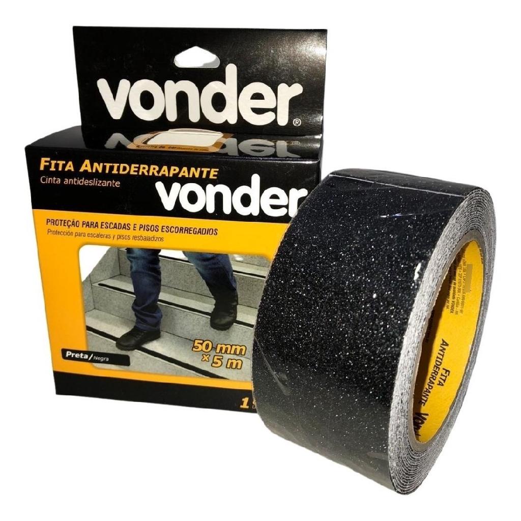 FITA ANTIDERRAPANTE 50MMX 5M PRETA VONDER PISOS ESCADAS | Shopee Brasil