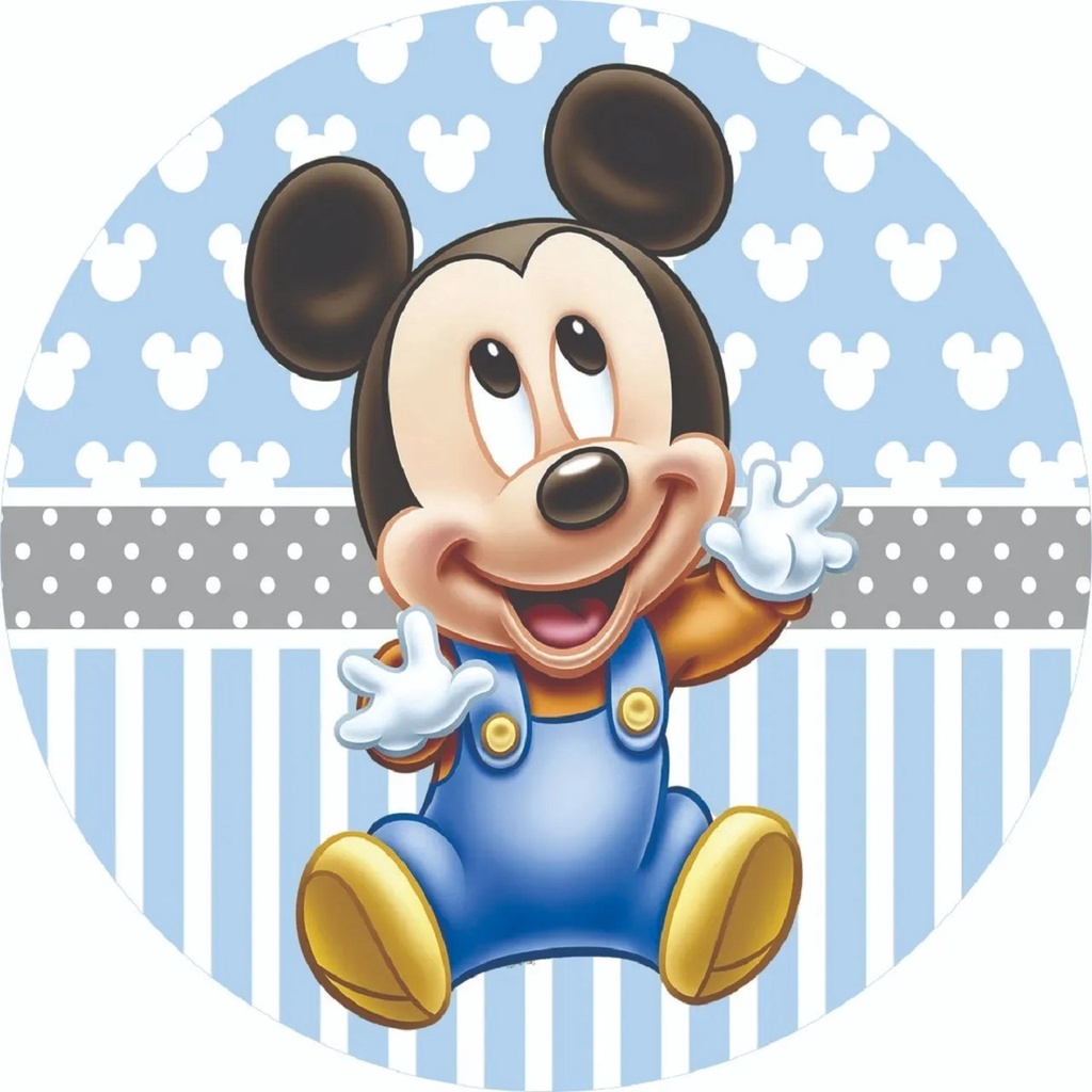 Painel em lona Redondo Decoração de Festa Mickey Baby Azul | Shopee Brasil