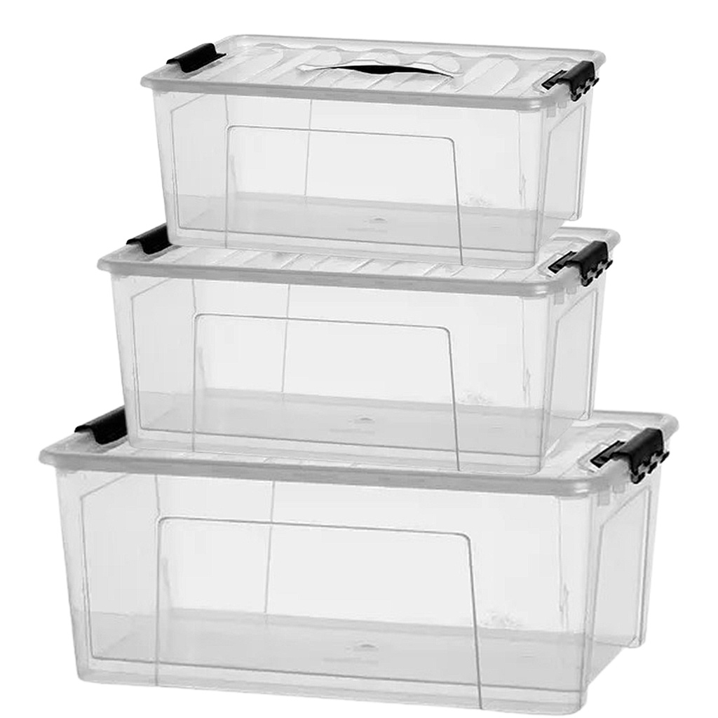 Kit 3 Caixas Organizadoras Transparentes Container Com Trava | Shopee ...