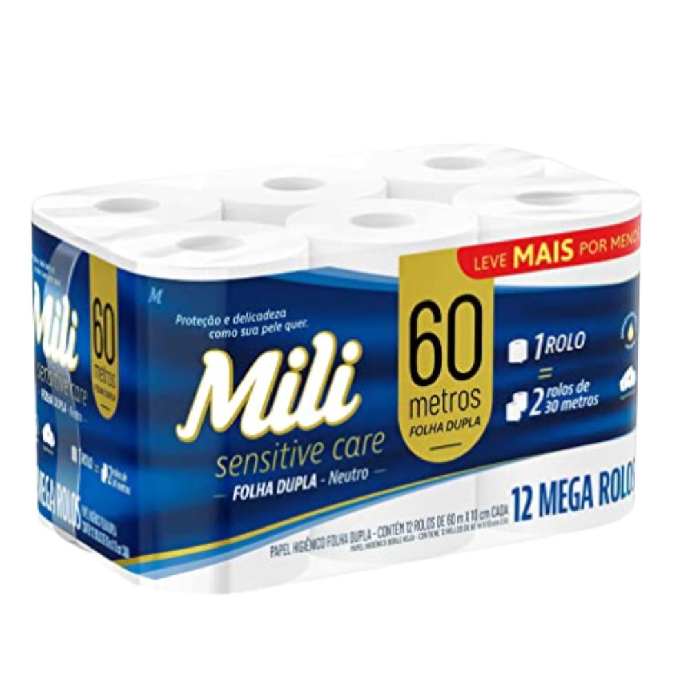 Papel Higienico Mili Dual 60m Folha Dupla Neutro 12 Rolos Shopee Brasil