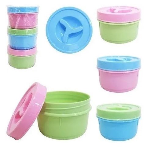 Kit 3 Potes Redondo Tampa De Rosca 300ml Colorido Bpa Free Pequeno ...